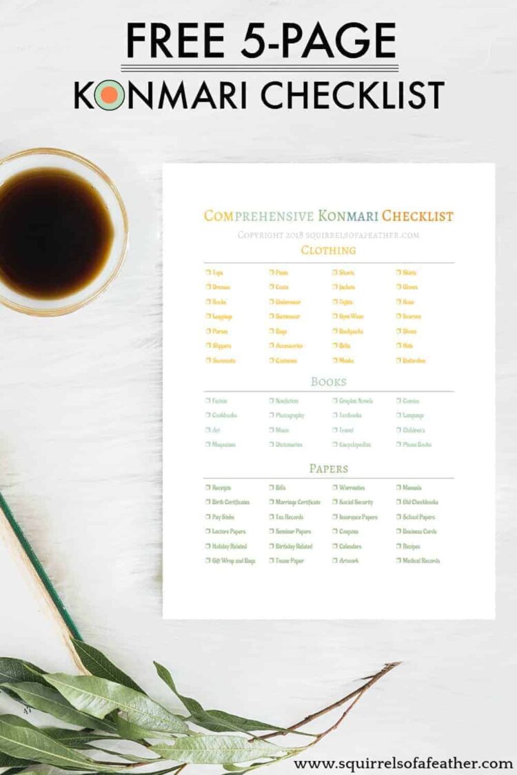 Ultimate FREE Comprehensive KonMari Checklist [5 Page Printable]