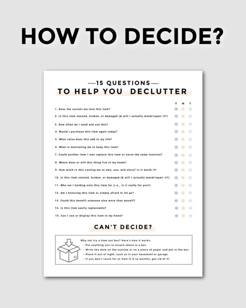15 Decluttering Questions to Ask Yourself and Make Choices Easier! [PDF]